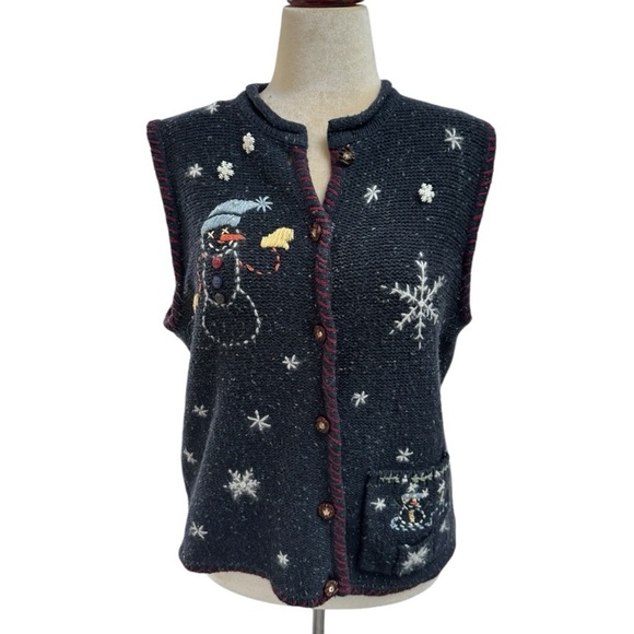 Northcrest | Sweaters | Northcrest Vintage Winter Wool Snowman Vest ...